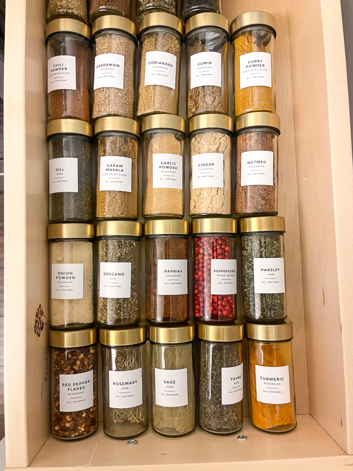 Spice Drawer ORGANIzATION Gold Lid Containers - byasiya.com
